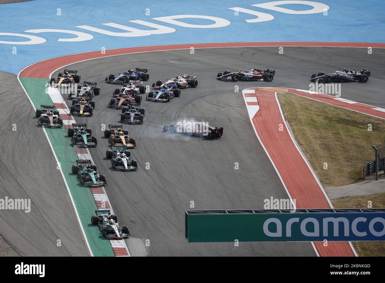 General view of Austin track, piste, spectators, fans start of the race ...