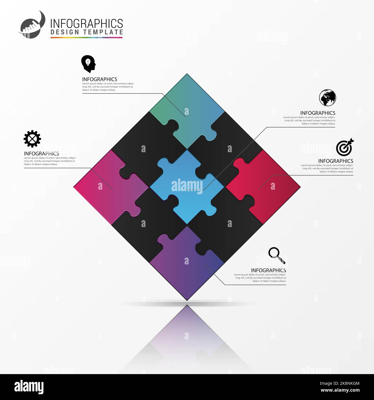 Puzzle piece infographics business concept. Vector illustration Stock ...