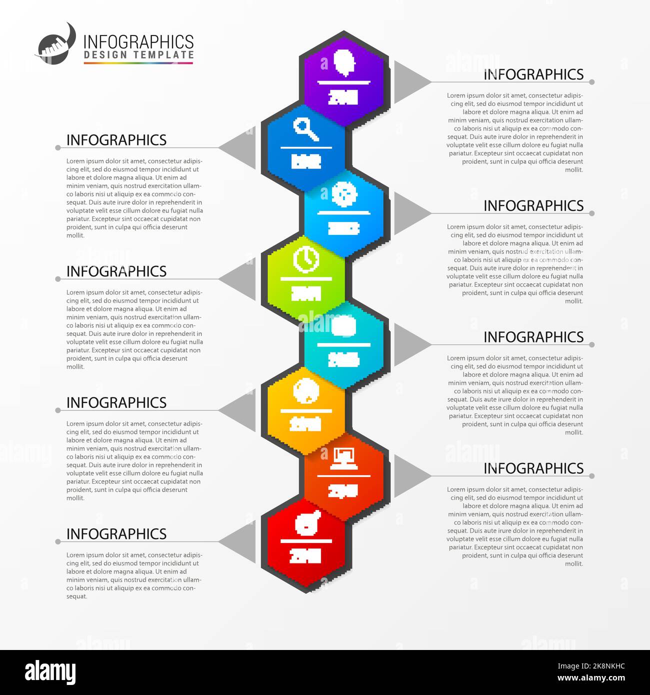 Abstract hexagon infographics. Timeline design template. Vector ...