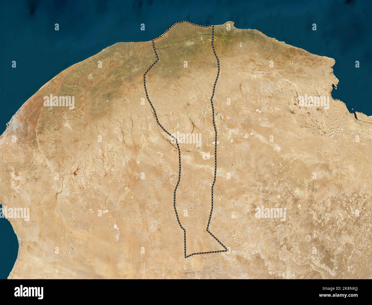 Al Jabal al Akhdar, district of Libya. High resolution satellite map ...
