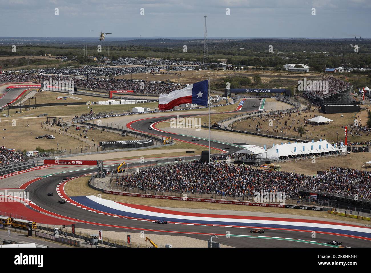 General view of Austin track, piste, spectators, fans start of the race ...
