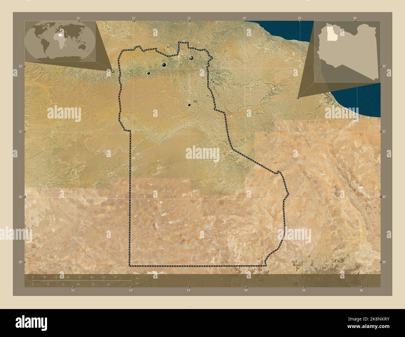 Al Jabal al Gharbi, district of Libya. High resolution satellite map ...