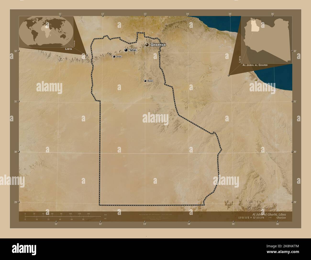 Al Jabal al Gharbi, district of Libya. Low resolution satellite map ...