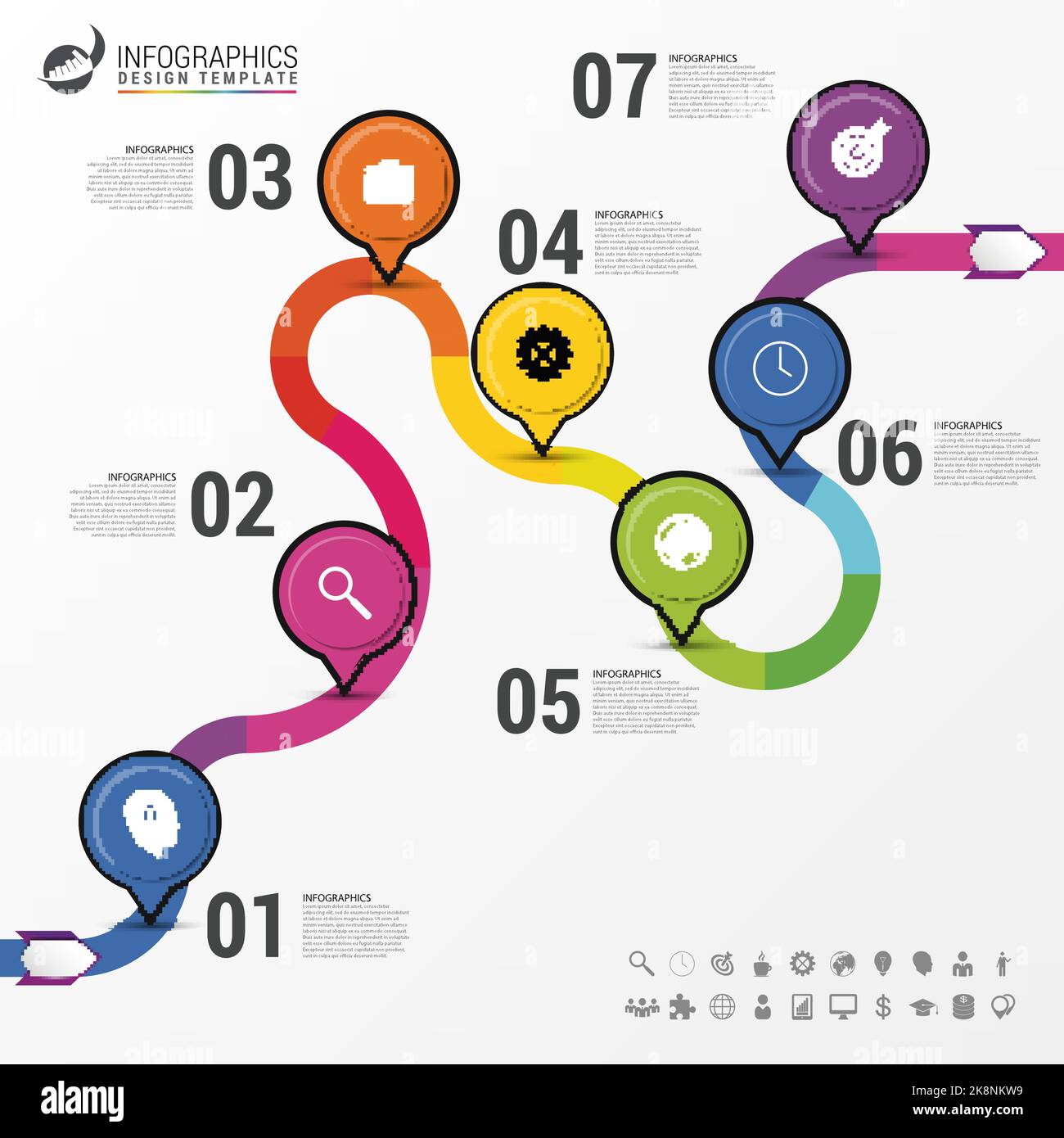 Abstract colorful business path. Timeline infographic template. Vector ...
