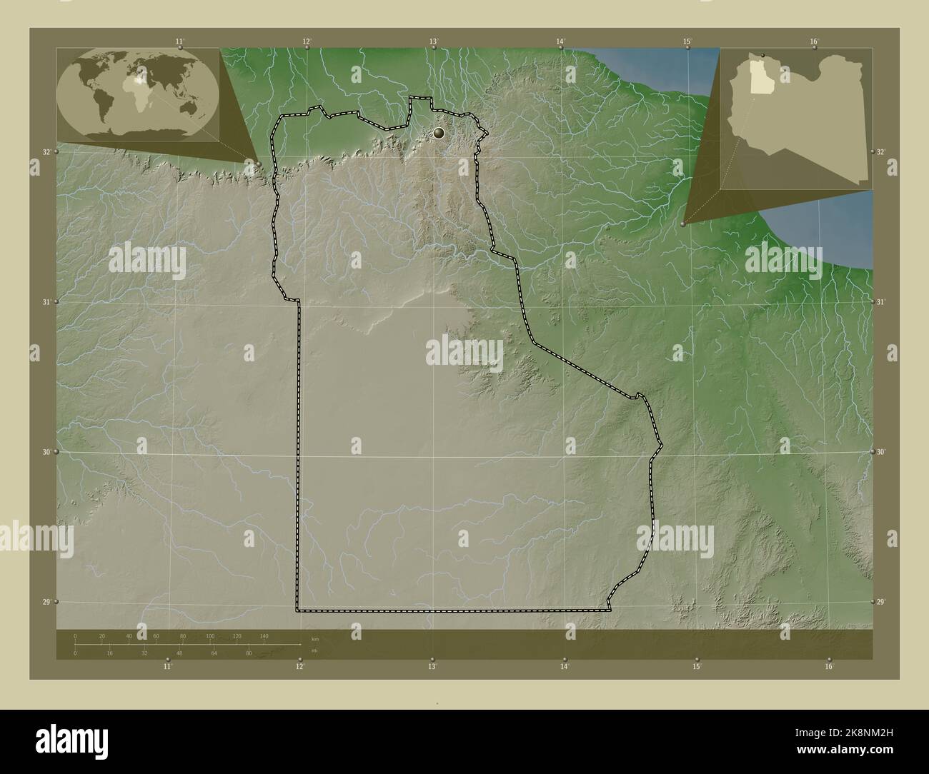 Al Jabal al Gharbi, district of Libya. Elevation map colored in wiki ...