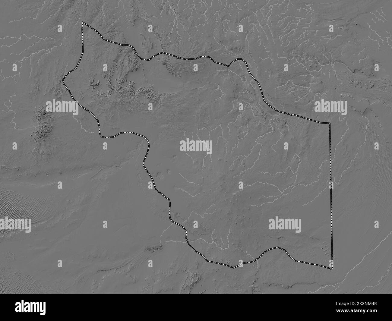 Al Jufrah, district of Libya. Bilevel elevation map with lakes and ...