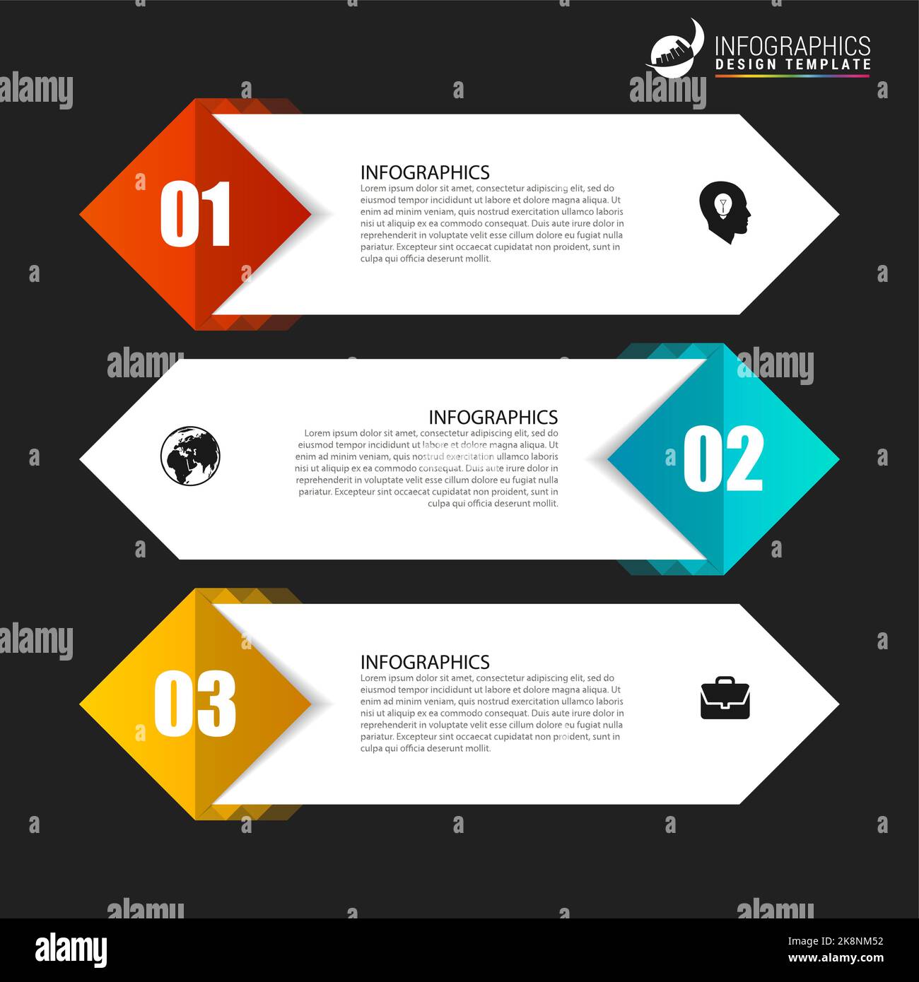 Infographic template. Business concept with 3 steps. Vector ...