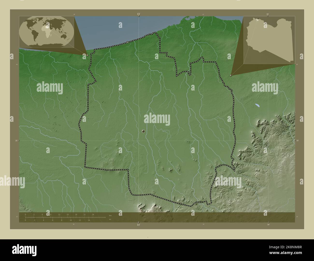 Al Jifarah, district of Libya. Elevation map colored in wiki style with ...