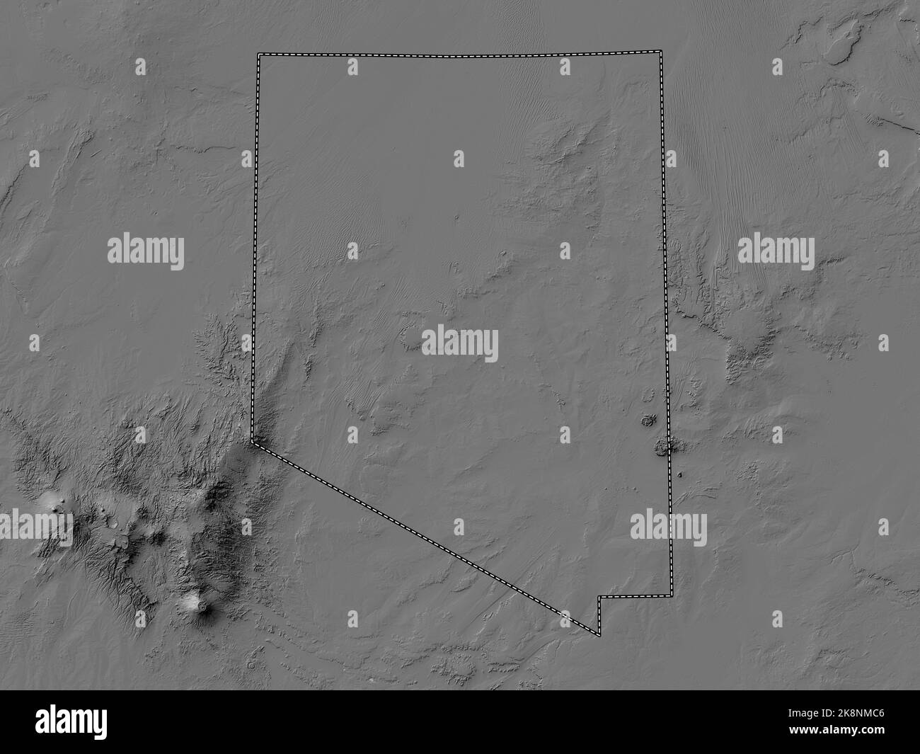 Al Kufrah, district of Libya. Bilevel elevation map with lakes and ...