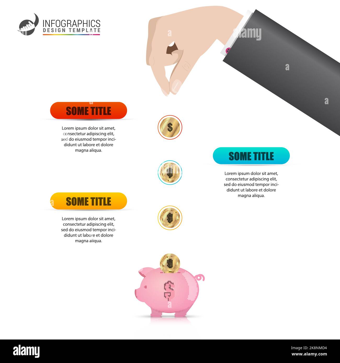 Timeline infographics template. Business concept with coins. Vector ...
