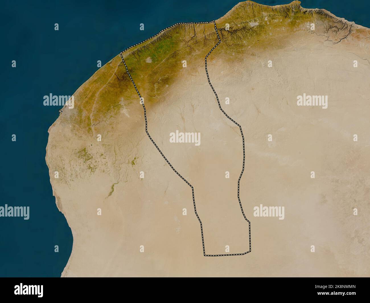 Al Marj, district of Libya. Low resolution satellite map Stock Photo ...