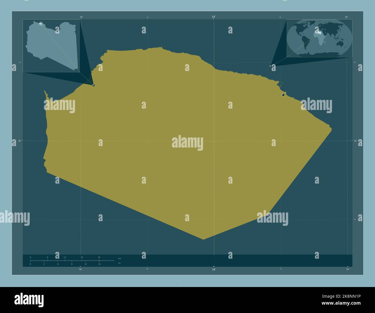 Al Marqab, district of Libya. Solid color shape. Corner auxiliary ...