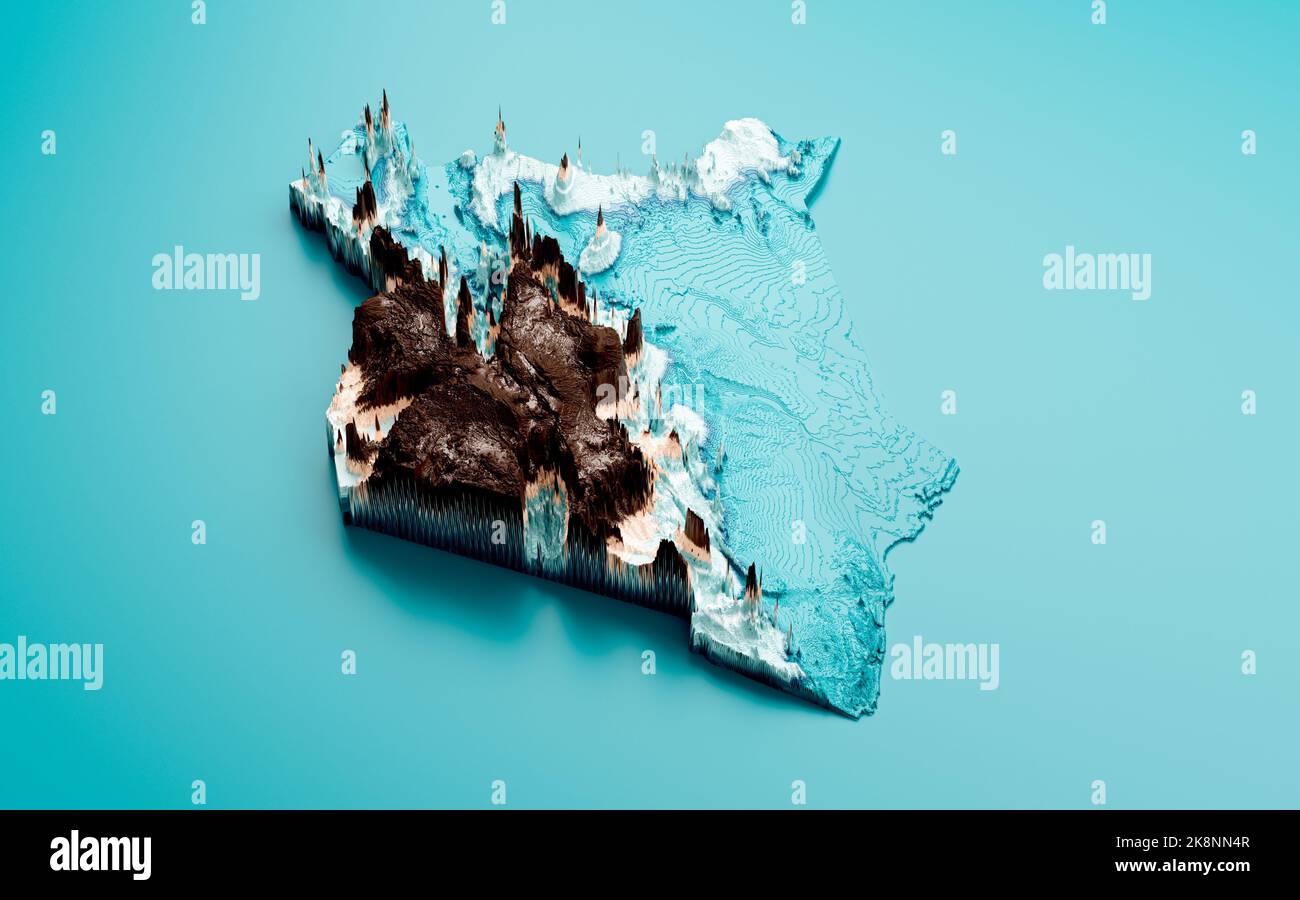 Topographic Kenya Map Hypsometric Elevation tint Spectral Shaded relief ...