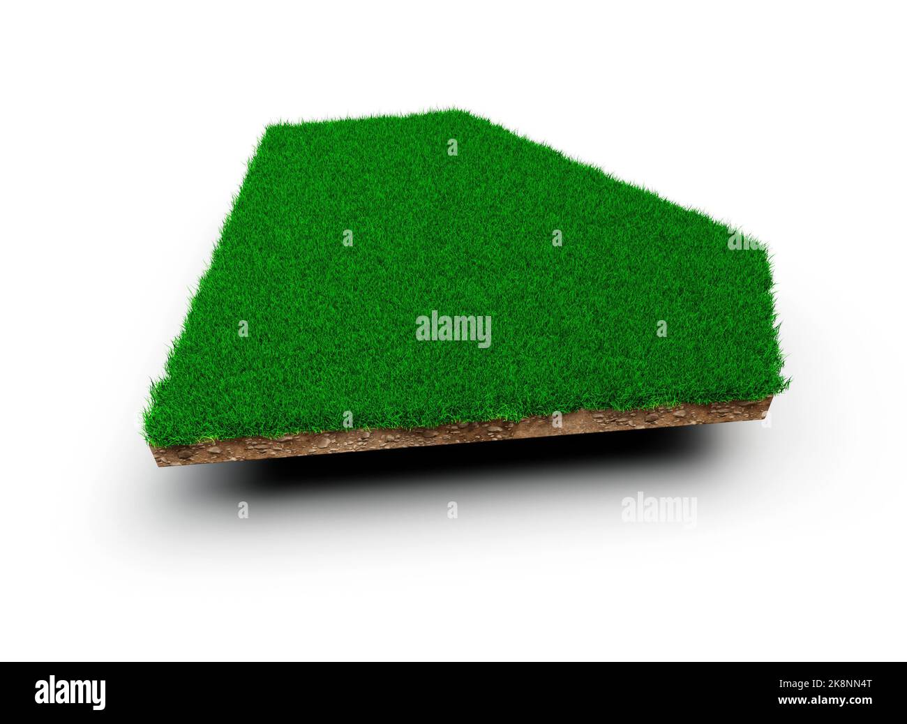Diamond moon shape soil land geology cross section with green grass ...