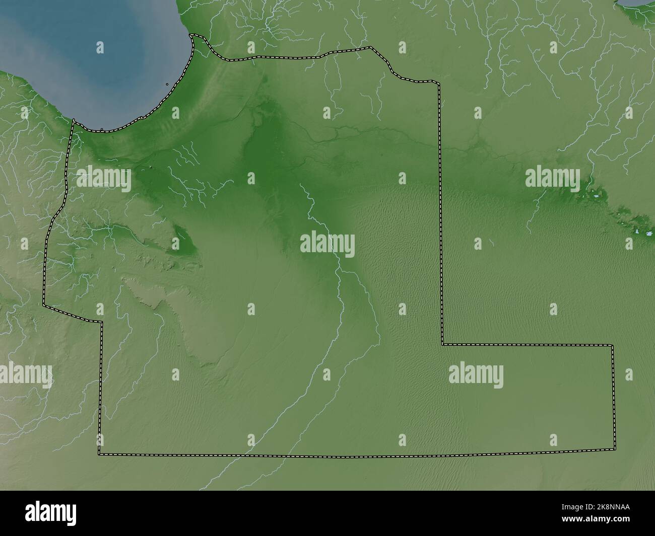 Al Wahat, district of Libya. Elevation map colored in wiki style with ...
