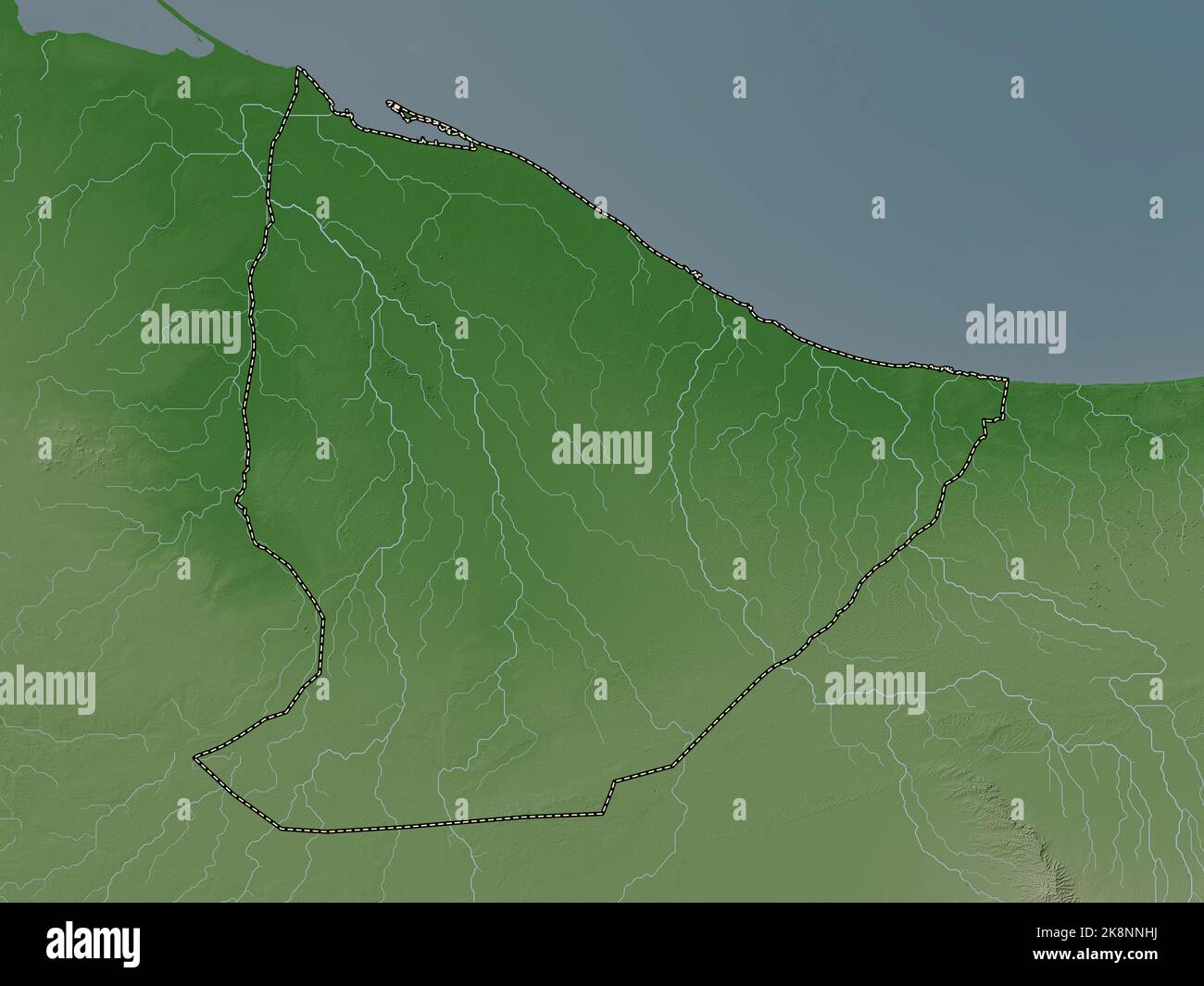 An Nuqat al Khams, district of Libya. Elevation map colored in wiki ...