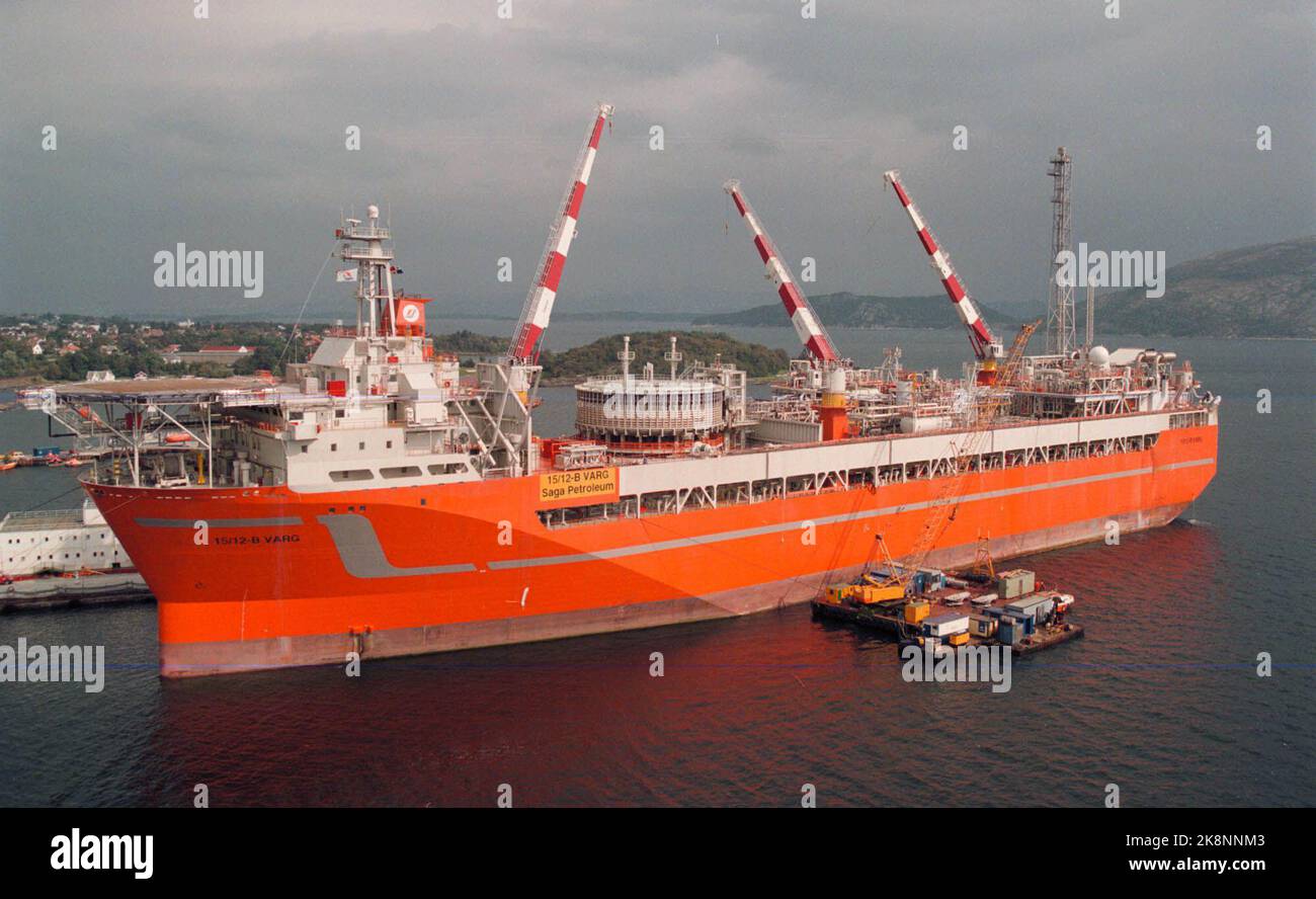 Stavanger. Saga Petroleum's production ship "Varg" at the quay. (Photo ...