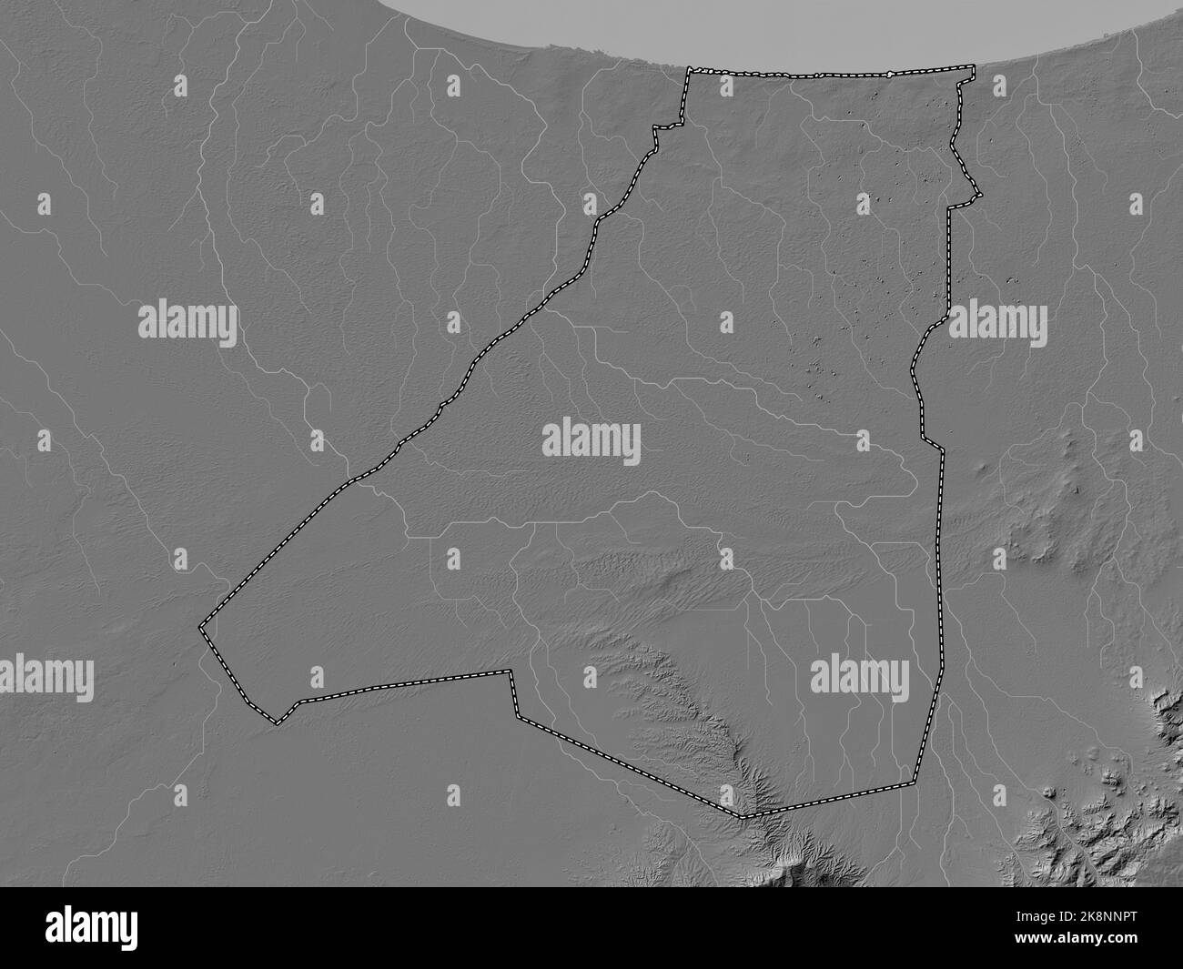 Az Zawiyah, district of Libya. Bilevel elevation map with lakes and ...