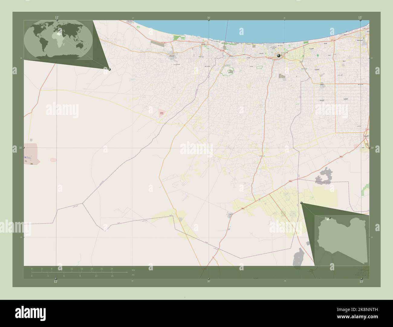 Az Zawiyah, district of Libya. Open Street Map. Corner auxiliary location maps Stock Photo - Alamy