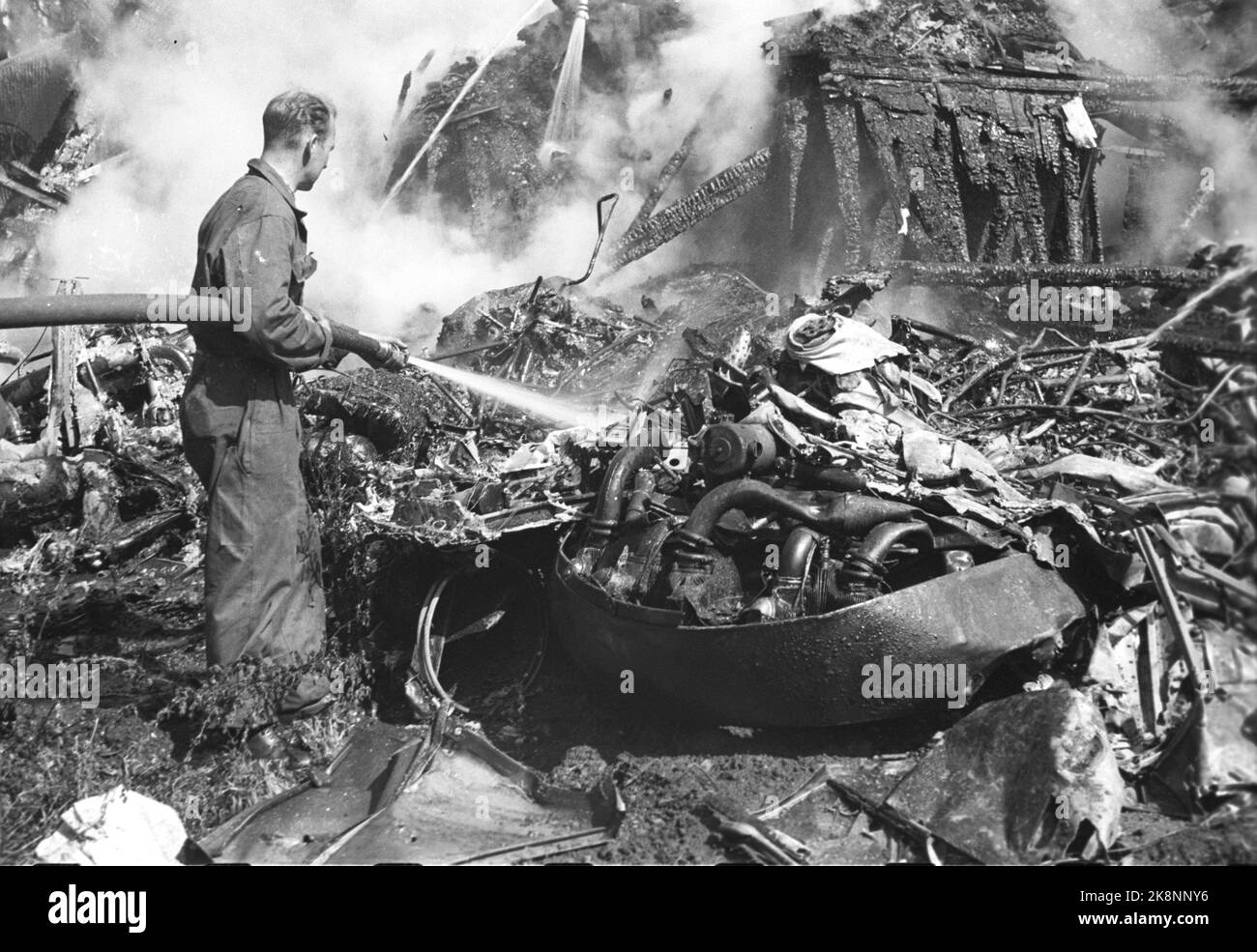 Bærum, Fornebu 19460522. Author and critic Ronald August Fangen 1895 ...