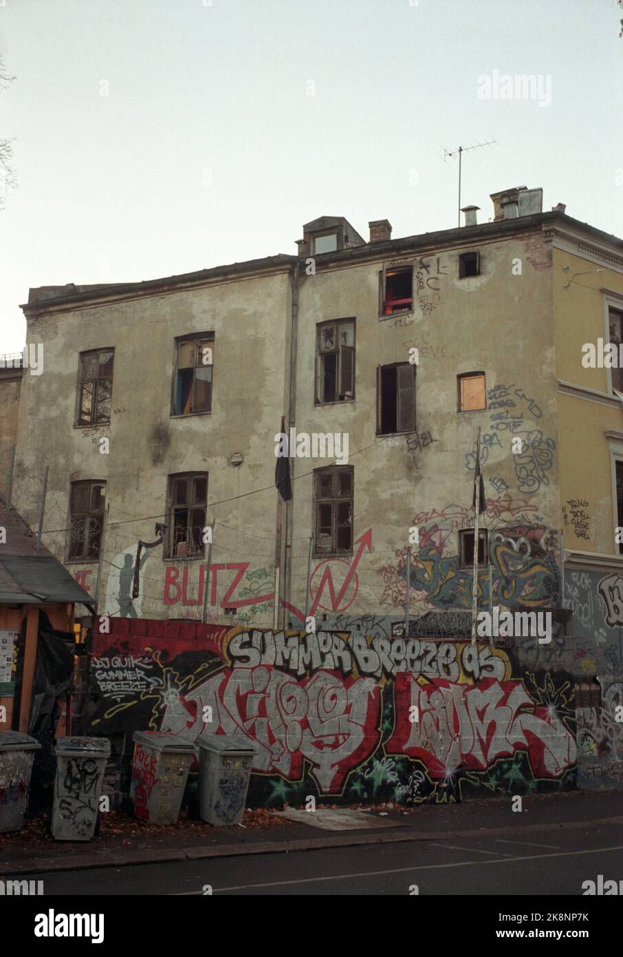 Oslo 19951109: Bomb towards the Blitz house. The Blitz house in Oslo ...