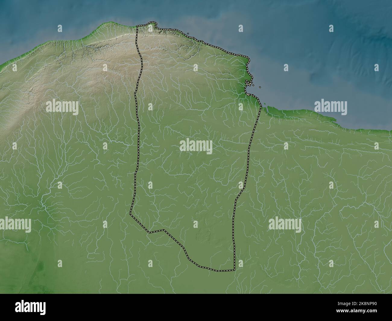 Darnah, district of Libya. Elevation map colored in wiki style with ...