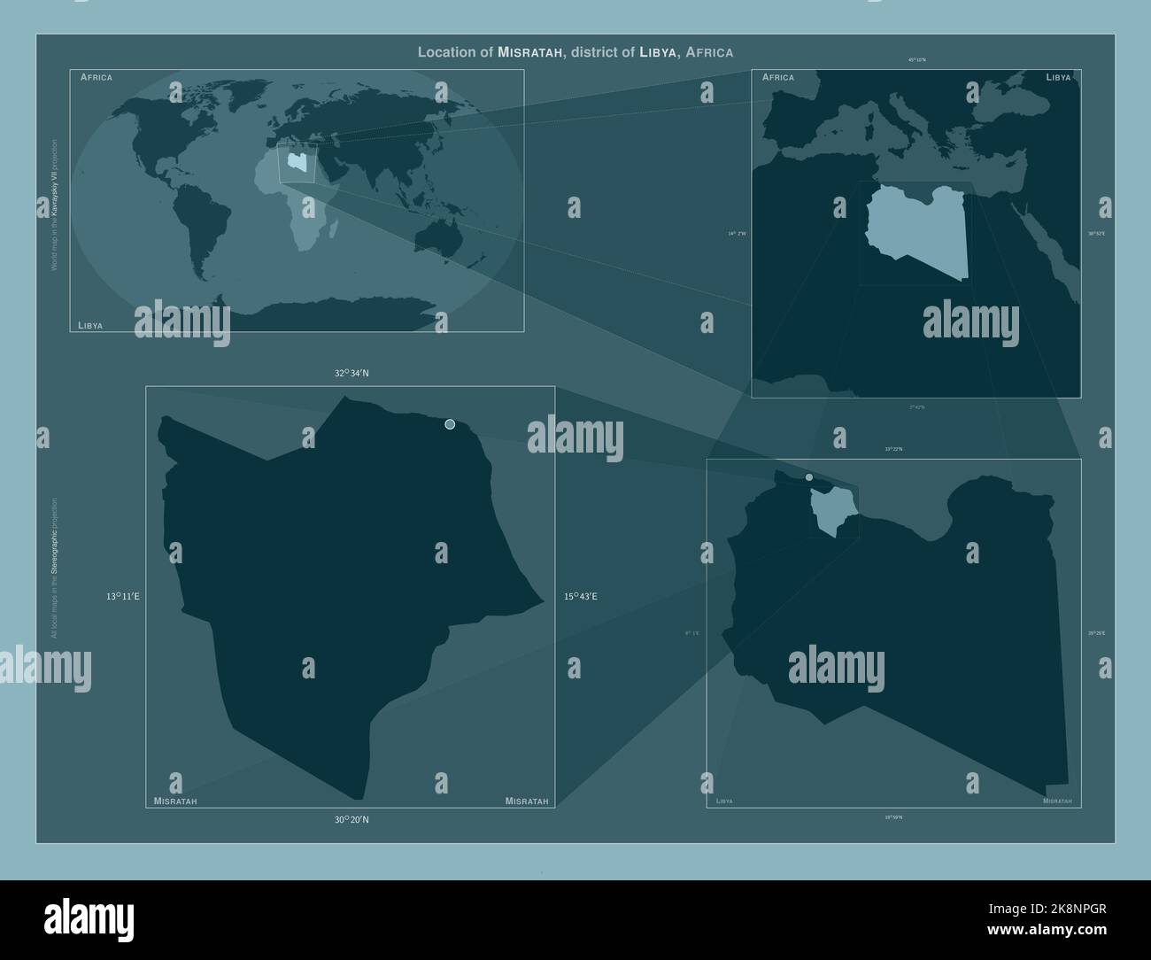 Misratah, district of Libya. Diagram showing the location of the region ...