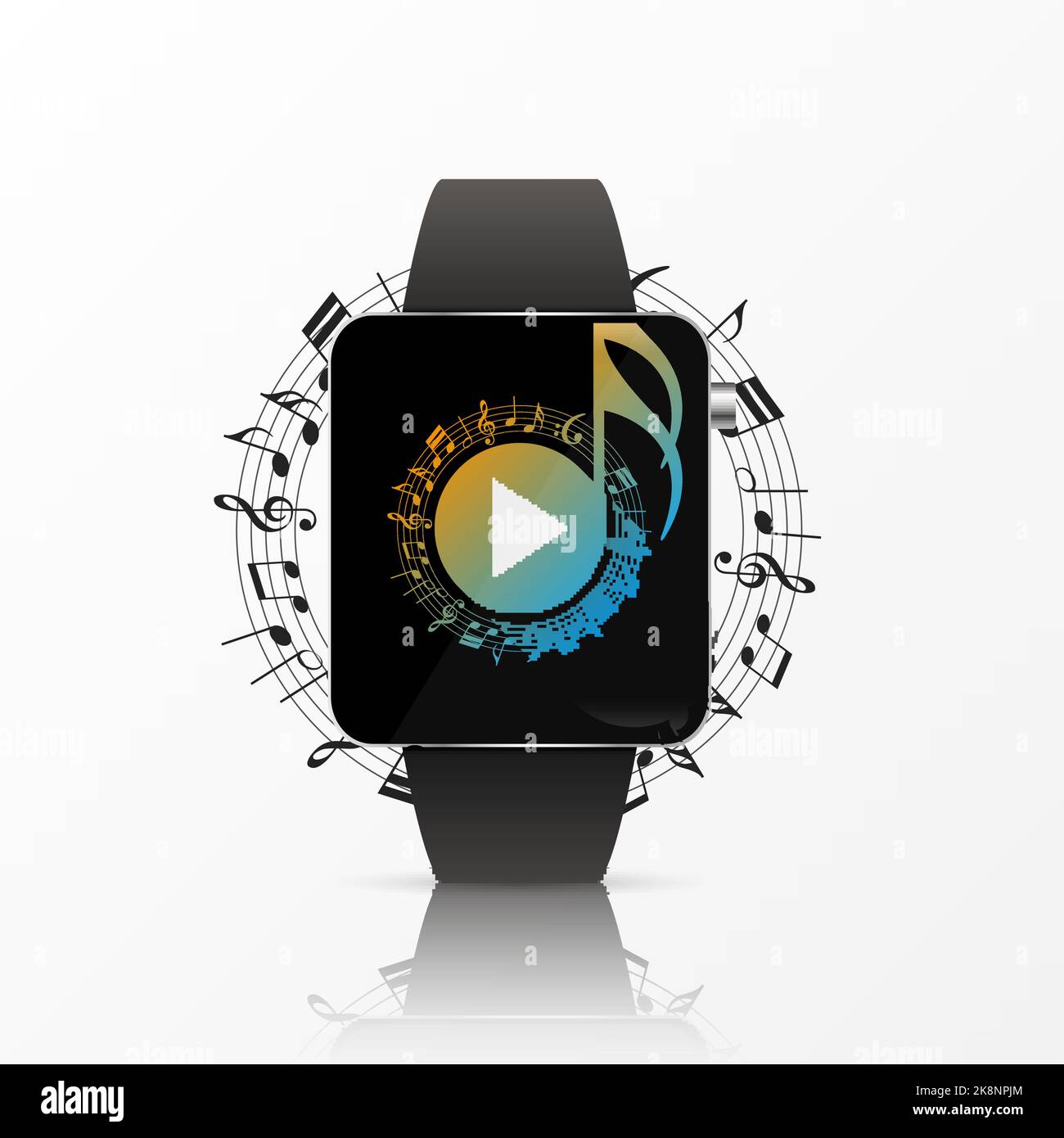 Smartwatch. Music player app. Technology concept. Vector illustration Stock Vector Image & Art ...