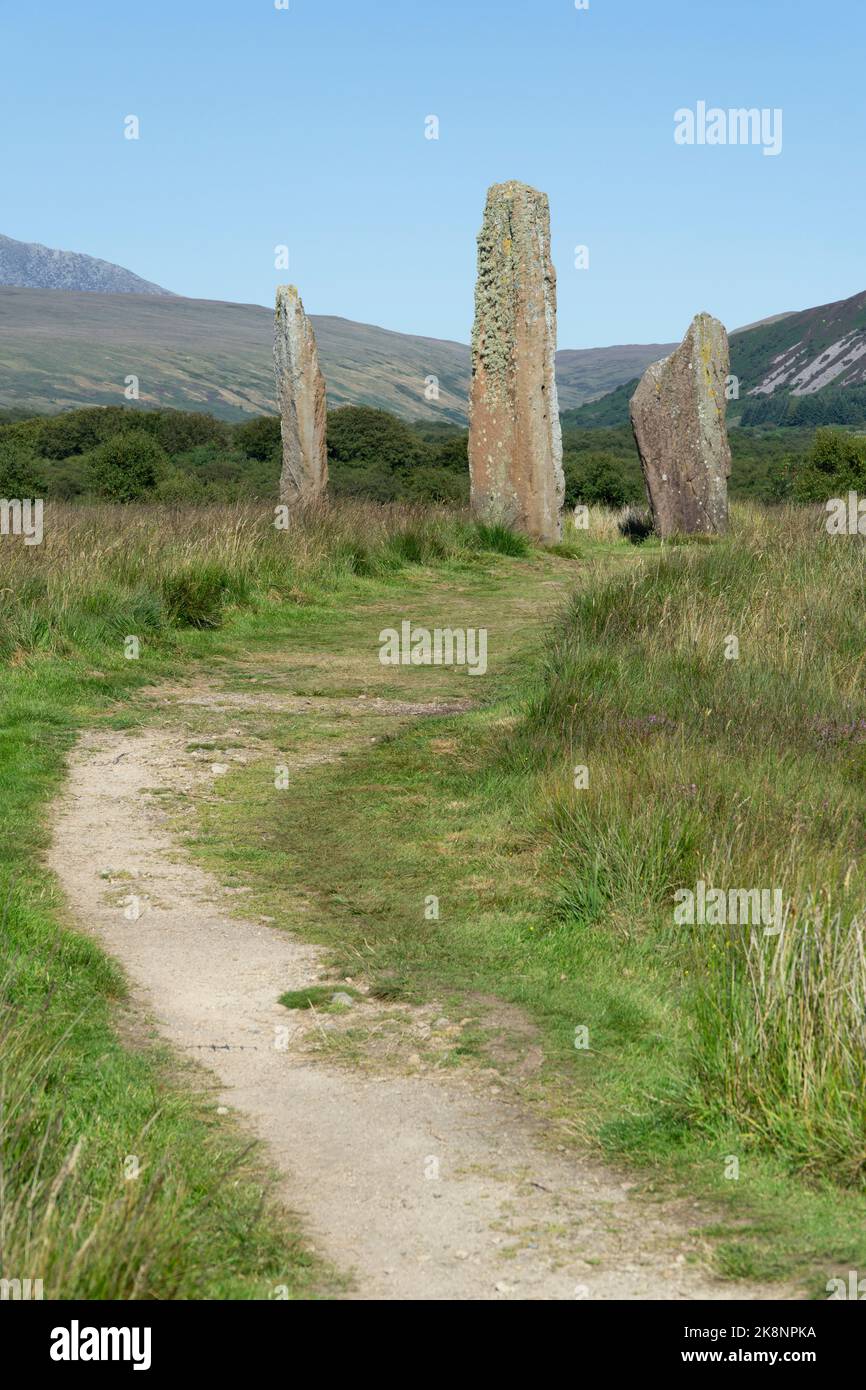 macrie moor three standing stones arran Stock Photo - Alamy