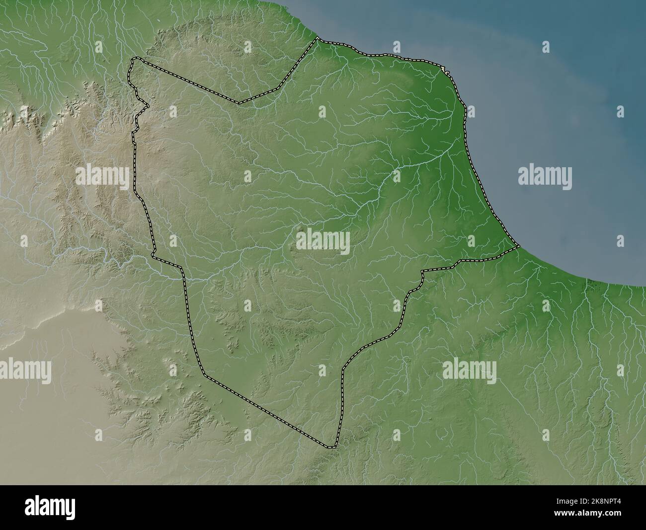 Misratah, district of Libya. Elevation map colored in wiki style with ...