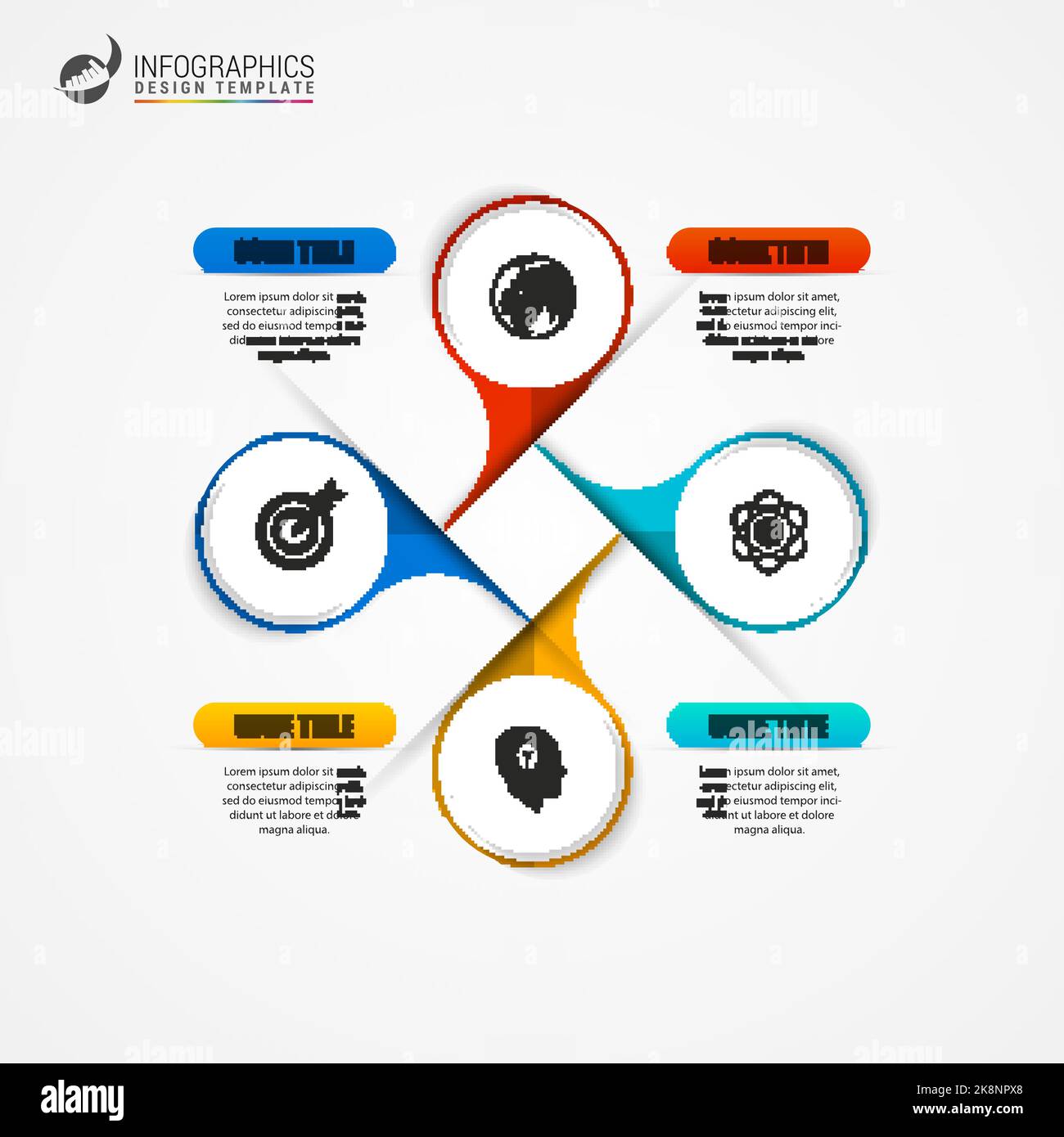 Four steps elements bubble chart. Infographic template. Vector ...