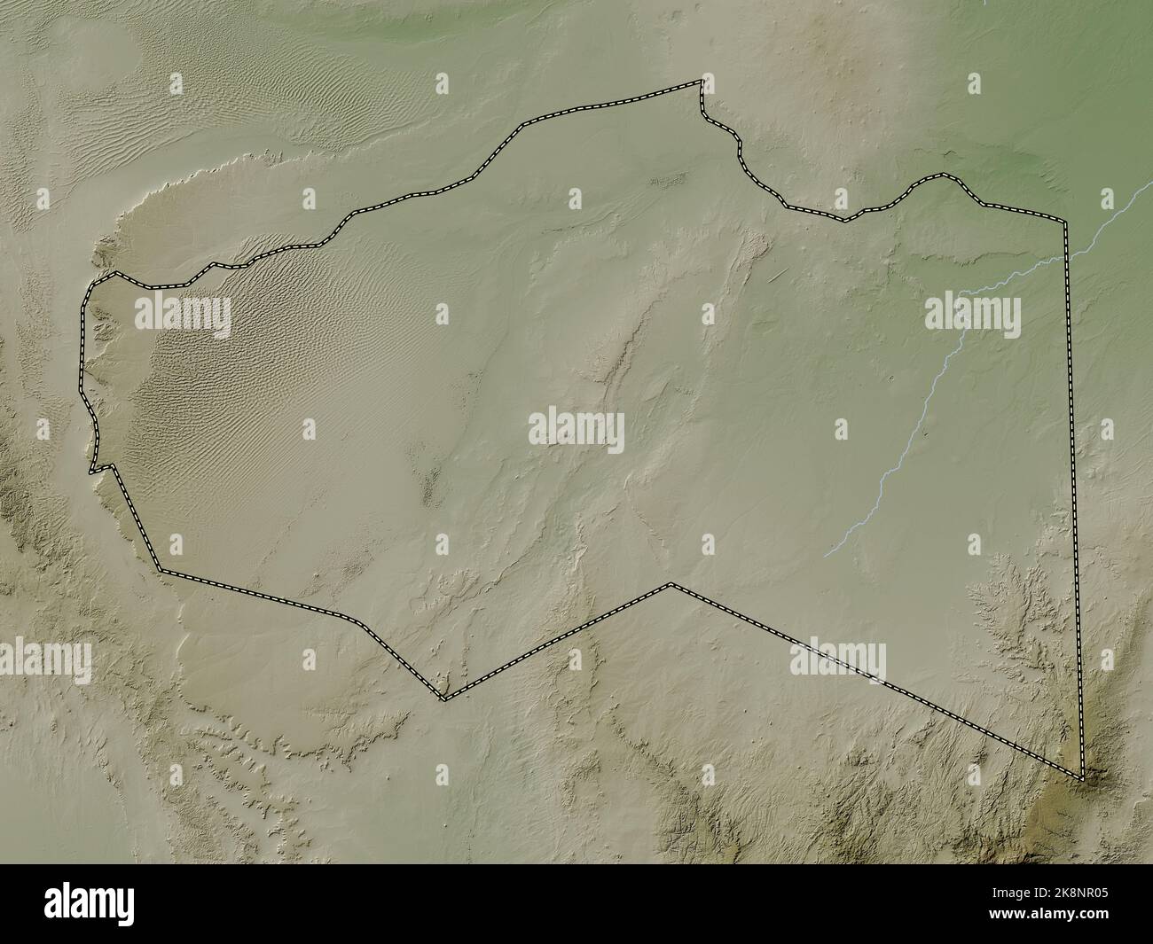 Murzuq, district of Libya. Elevation map colored in wiki style with ...