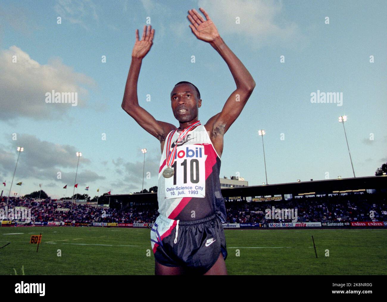 Oslo 19930710. Yobes Ondieki (Ken) Wins 10,000 M With New World Record ...