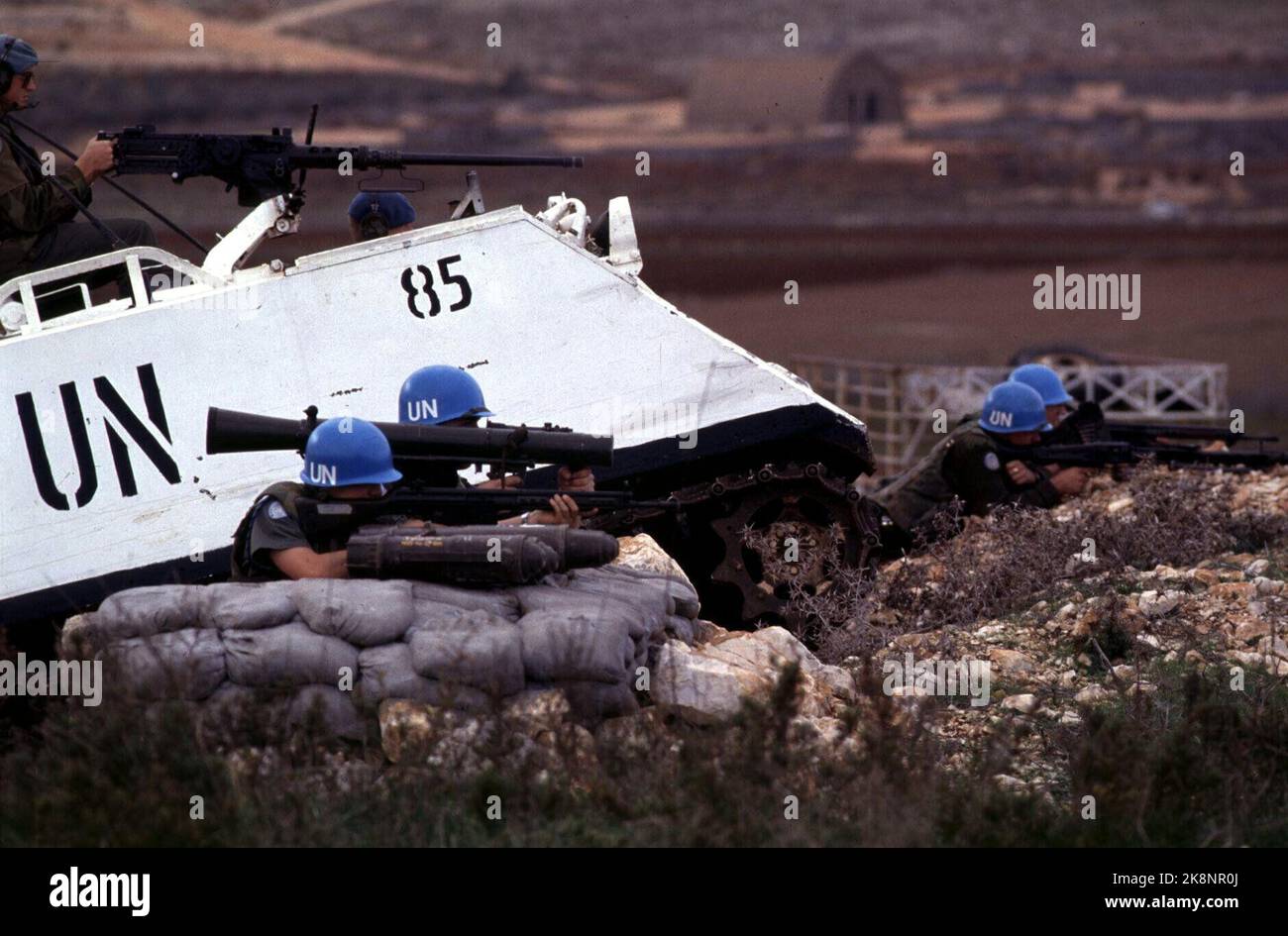 Lebanon 1988. Norwegian UN soldiers in Lebanon are on guard with ...