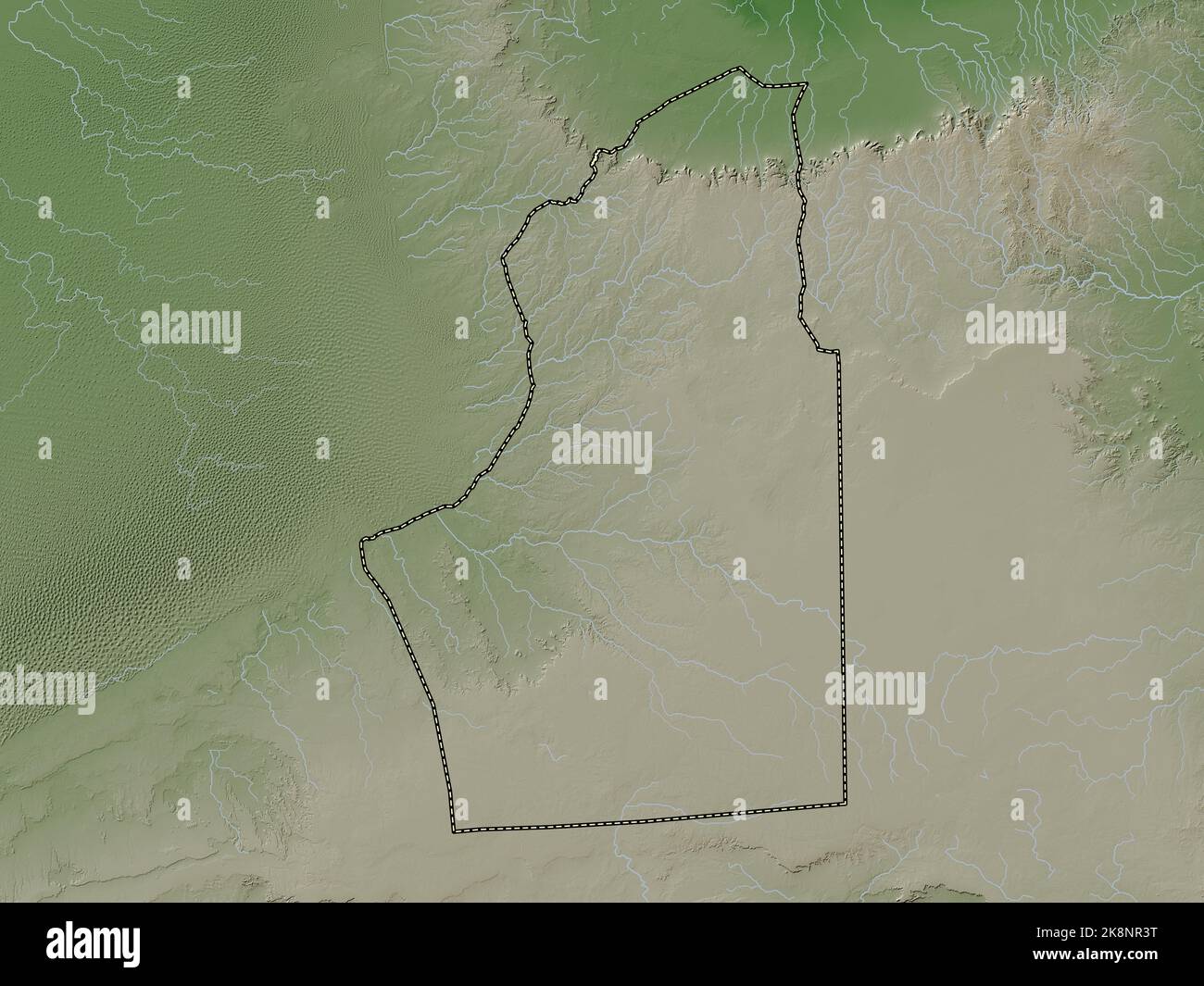 Nalut, district of Libya. Elevation map colored in wiki style with ...