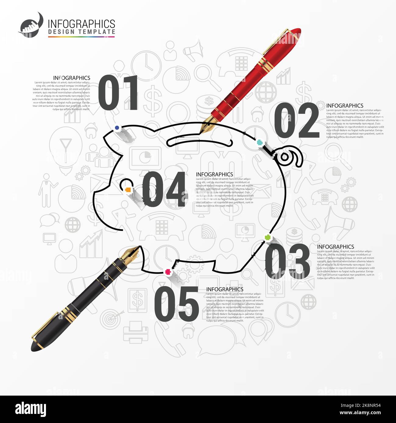 infographic concept with piggy bank and icons. Vector illustration ...