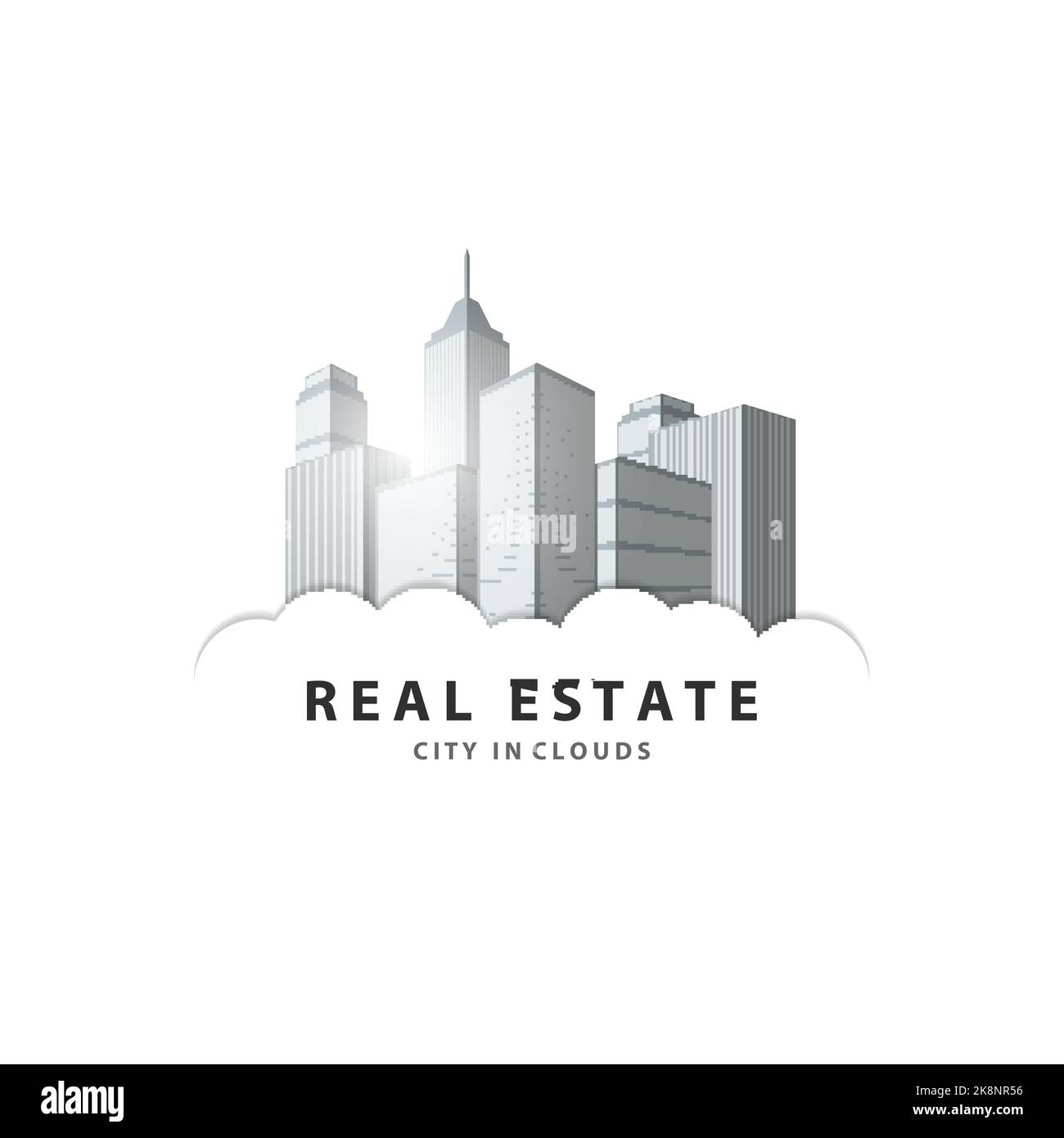 Real estate template. City in the clouds. Town concept. Vector ...