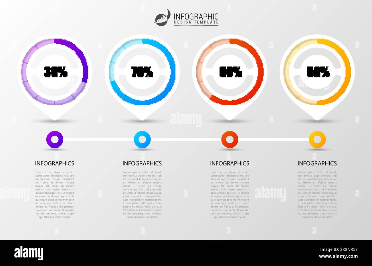 Inforgraphic design template. Timeline concept with percent. an be used ...