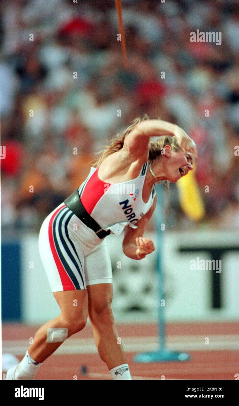 World Cup Athletics - Athens 1997 Trine Hattestad in action during the ...