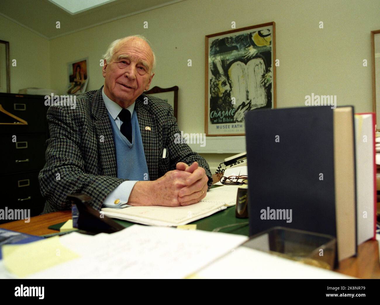 Oslo 19950217 Jens Christian Hauge photographed his office. Severe ...