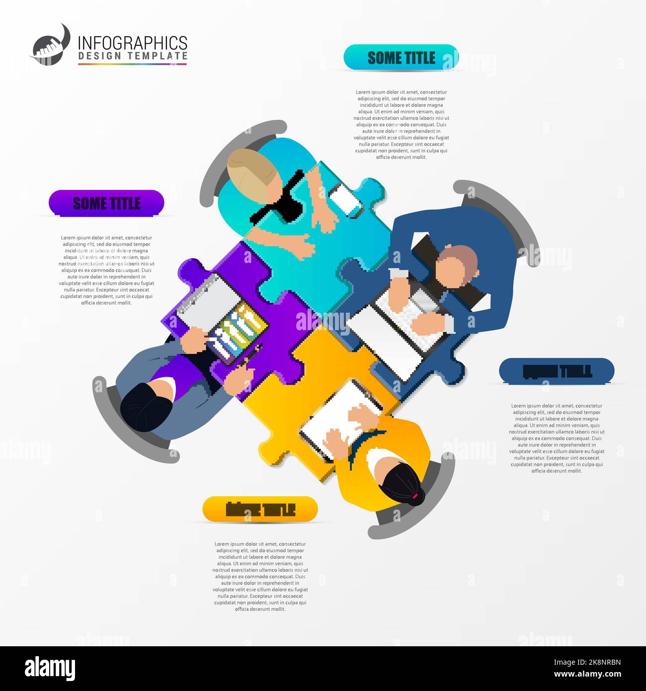 Office table top view business meeting. Infographic concept. Vector ...