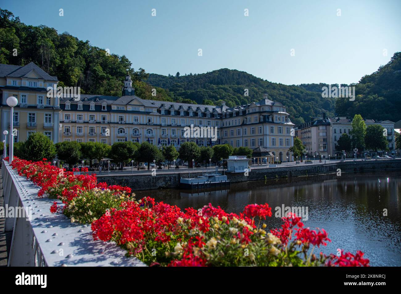 Bad Ems, Germany 24 July 2022, The view from the spa bridge on the Lahn ...