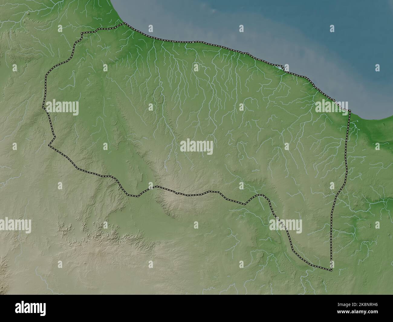 Surt, district of Libya. Elevation map colored in wiki style with lakes ...