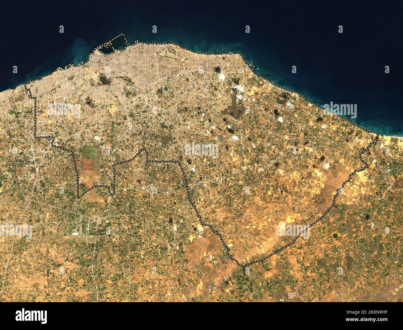 Tripoli, district of Libya. Low resolution satellite map Stock Photo ...