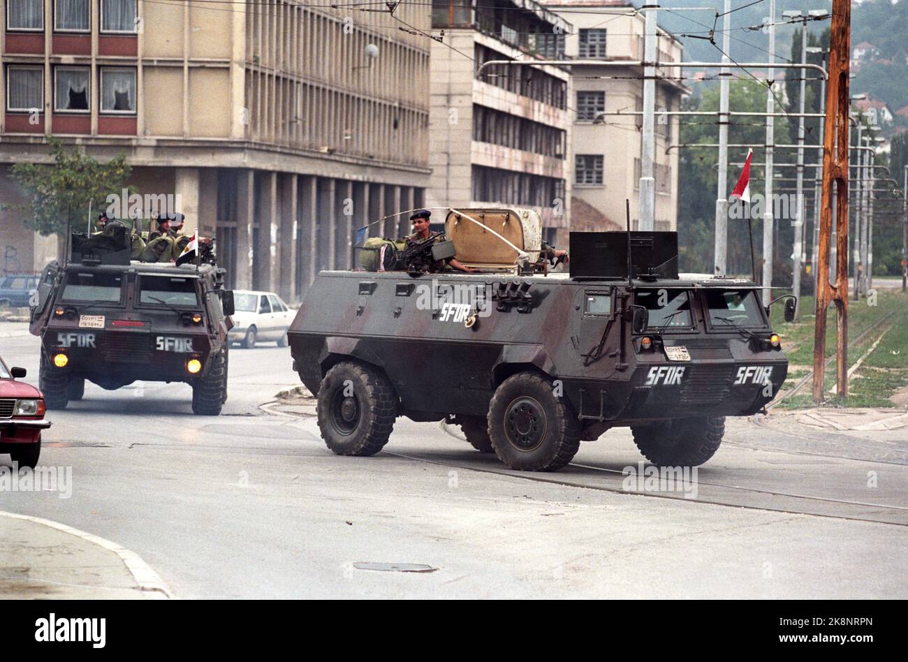 Bosnia, Sarajevo August 1997: The Telemark Battalion SFOR tanks keeps ...