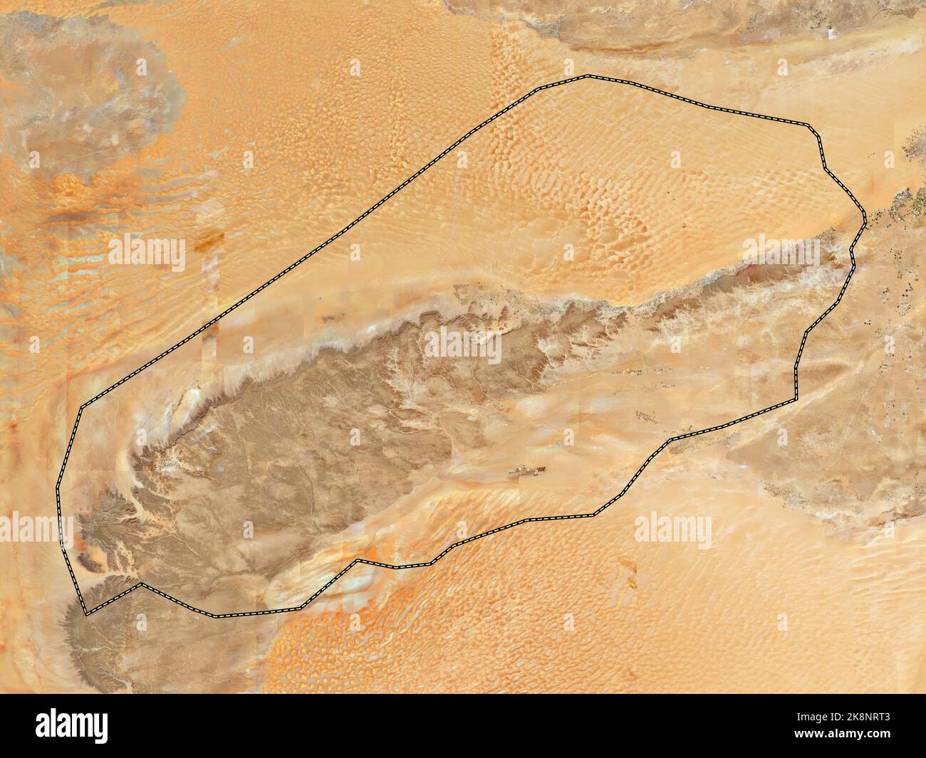 Wadi al Hayat, district of Libya. High resolution satellite map Stock ...