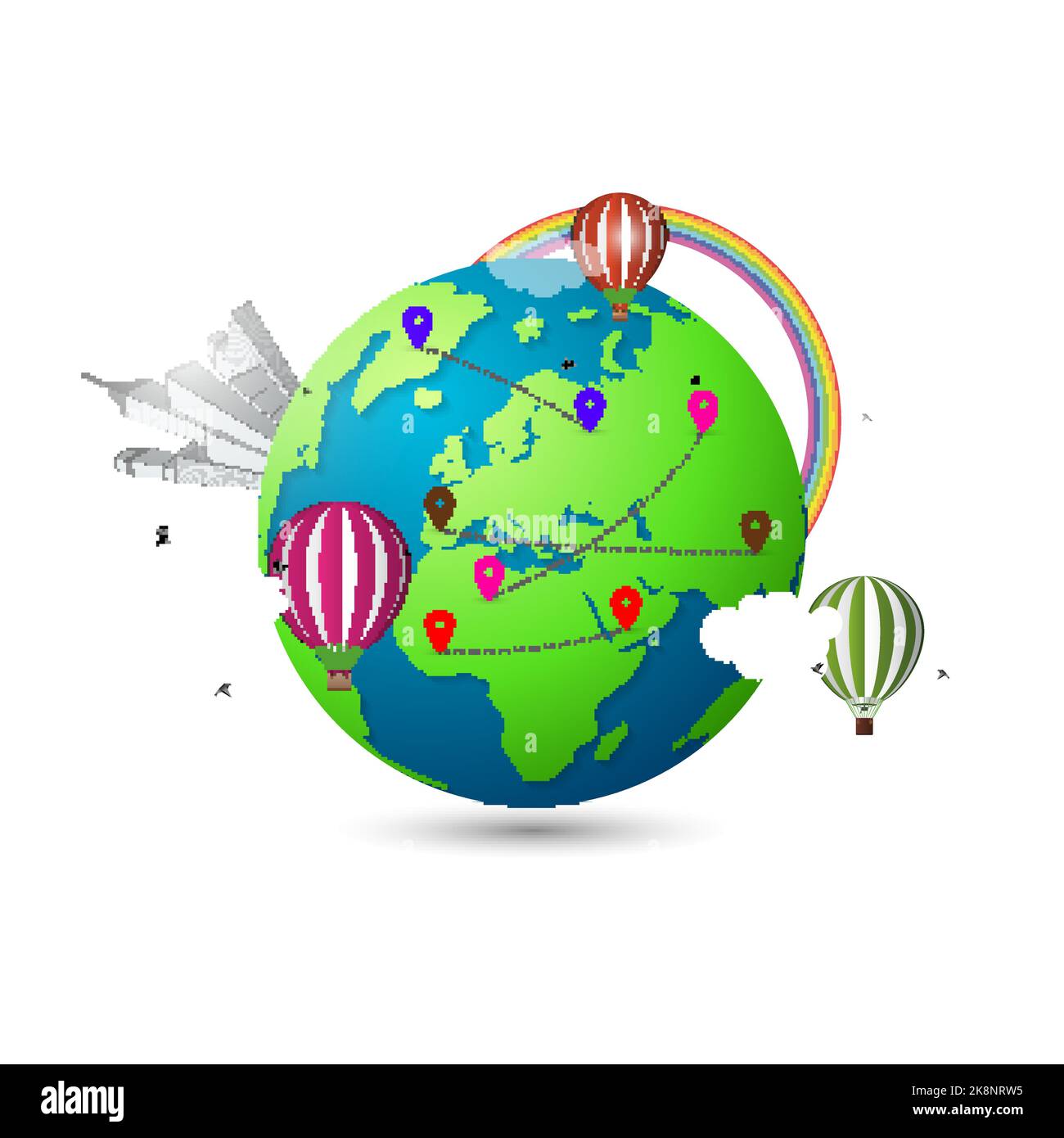 Modern 3d world map. Creative travel concept. Vector illustration Stock ...