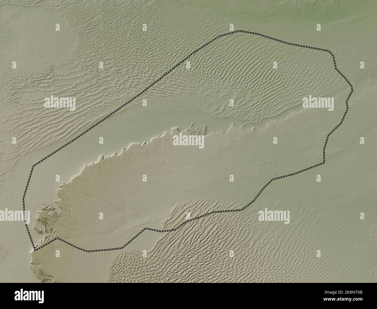 Wadi al Hayat, district of Libya. Elevation map colored in wiki style ...