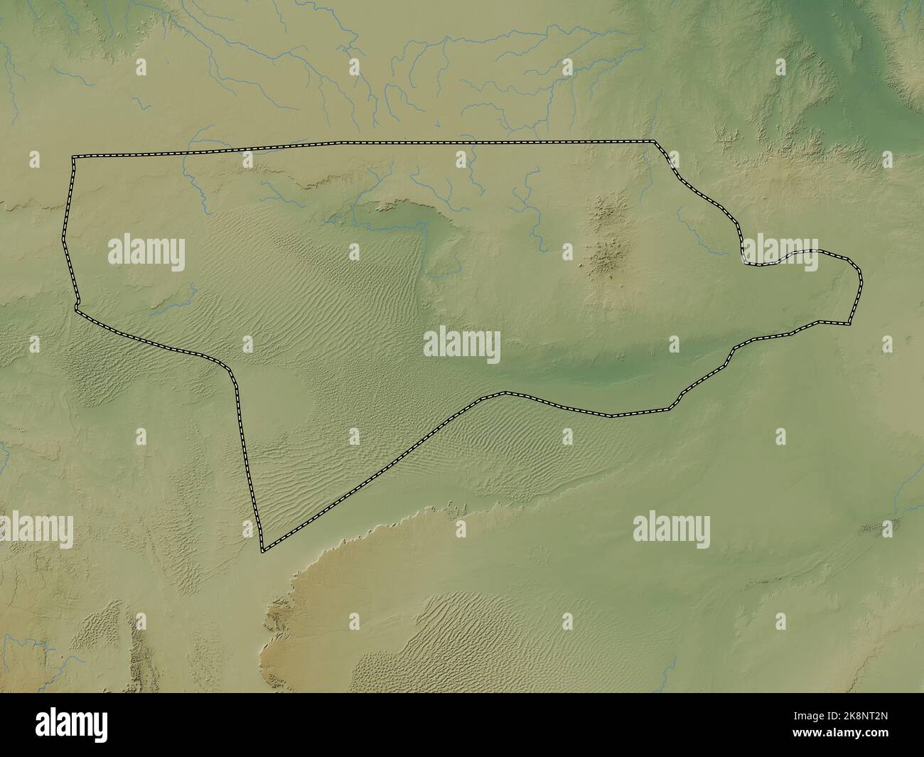 Wadi ash Shati', district of Libya. Colored elevation map with lakes ...