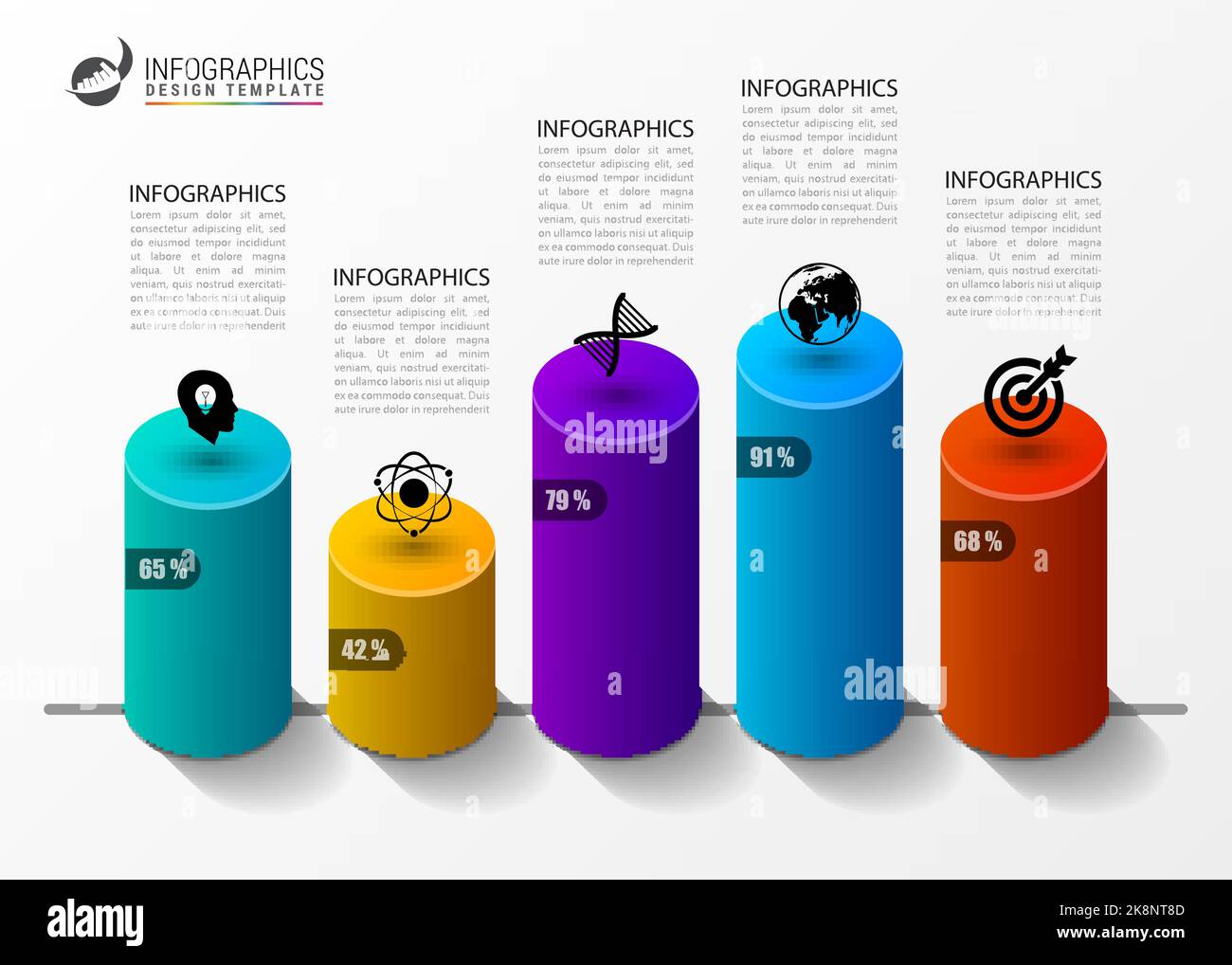 Infographic design template. Columns and percents. Vector illustration ...